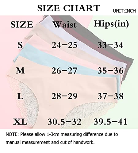 Sth Big Sexy Cheeky Underwear for Women Lace Bikini Panties Ladies No Show Hipster V-Waist Multi-Pack