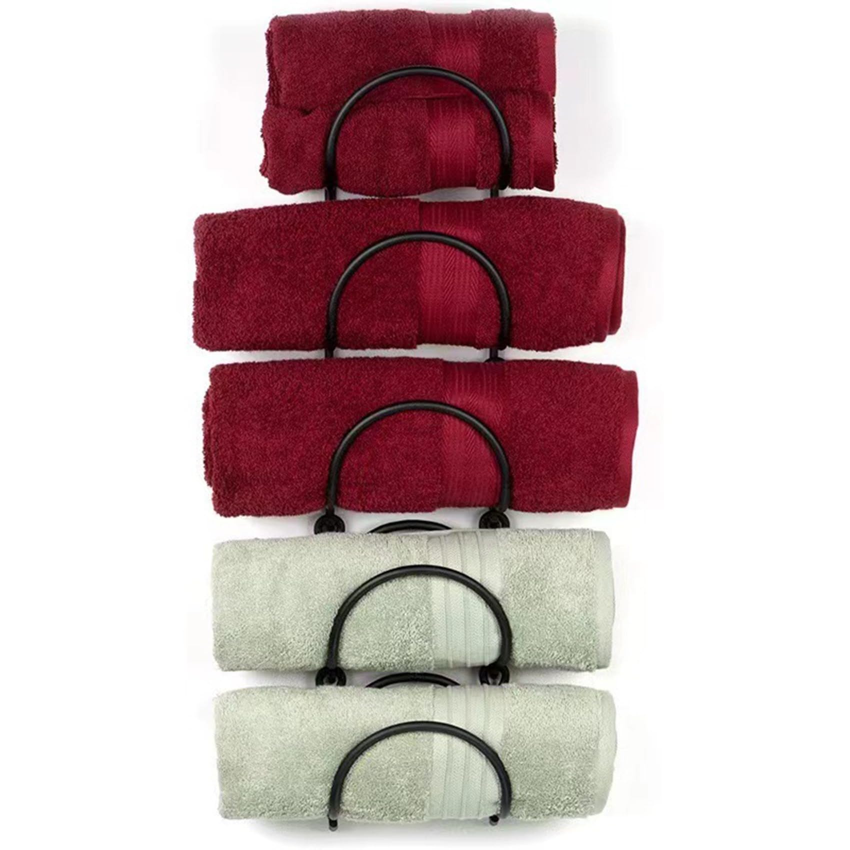 Generic 6.69''X7.09''X3.94'' Towel Racks for Bathroom Wall Mounted Metal Wine Rack with Hooks Towel Shelf Towel Holder for Bath (1, Black), RXZER8990