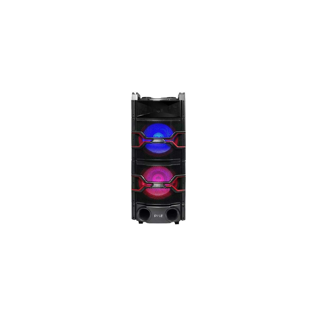 Pyle Bluetooth PA Loudspeaker Karaoke System - Active Powered Speaker, Flashing DJ Party Lights, Microphone Recording, MP3/USB/SD, FM Radio, Wireless Mic - Pyle PSUFM1235BT