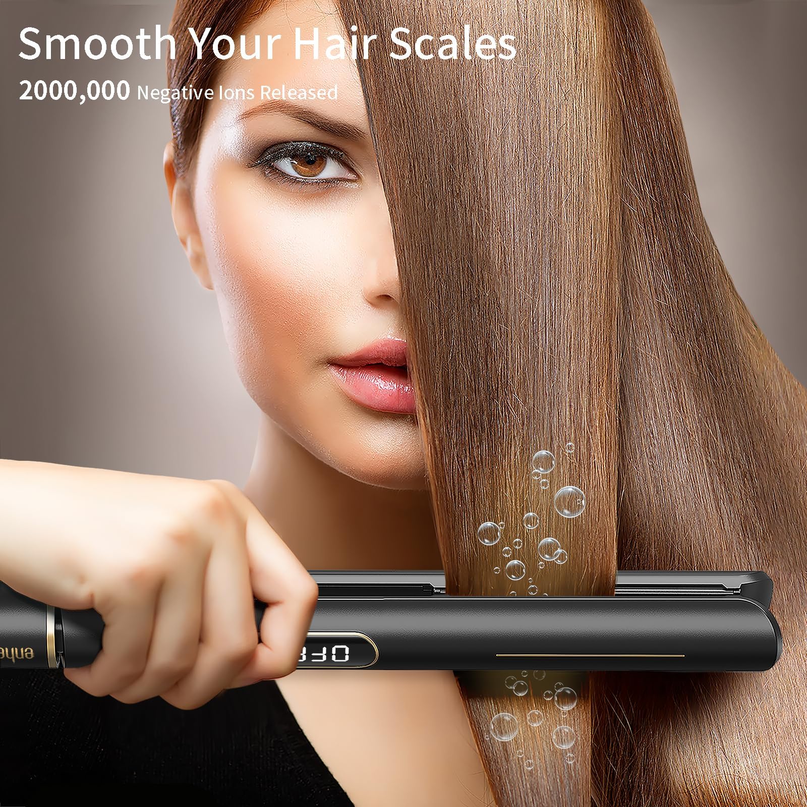 Ceramic Hair Straightener - Professional Flat Iron 13 Adjustable Temp 230°F-450°F, Negative Ion for Smooth & Shiny Hair, Dual Voltage 100V-240V Travel Friendly & 1 Hour Auto-Off
