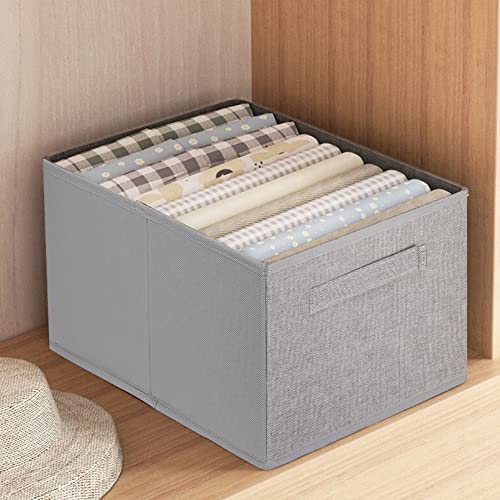 JAKAGO Fabric Storage Bins set of 4 Rectangle Storage Baskets with Handle Foldable Closet Organizer for Clothes Towel Toys Books Collapsible Clothing Container for Shelves Bedroom Playroom (High-Gray)