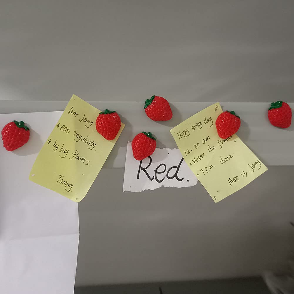 Ginyrerd 30 pcs Refrigerator Magnet Decorative Cute Big Strawberry Fruit Boxed Resin Handmade Picture Message Board Paste Painting Photo Postcard Note Paper DIY Office Supplies Fridge Magnet Set