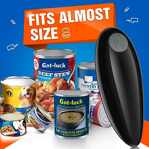 One Touch Electric Can Opener, Hands Free Automatic Can Openers Fit Different Cans with No Sharp Edges for Kitchen, Food Safe Battery Can Opener Kitchen Essential