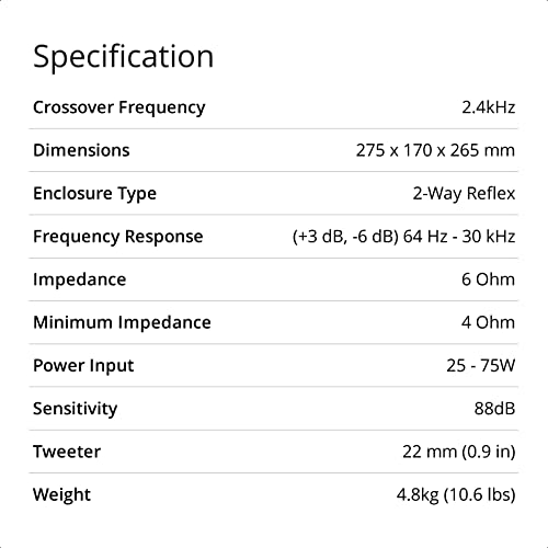Q Acoustics 3020i Bookshelf Speakers Pair Arctic White - 2-way Reflex Enclosure Type, 5" Bass Driver, 0.9" Tweeter - Stereo Speakers/Passive Speakers for Home Theater Sound System