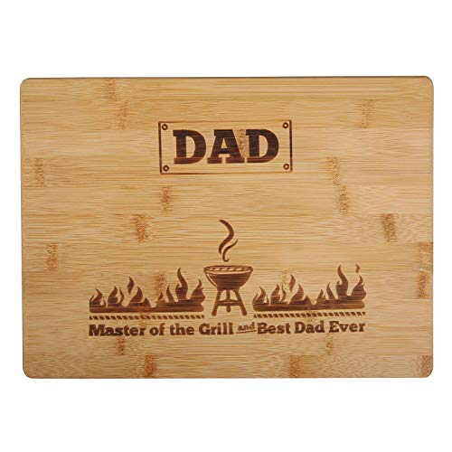 Laser Engraved Cutting Board Master of the Grill and Best Dad Ever Gift For father Birthday Gifts for Dad Cutting Board Gift Rectangle Bamboo Cutting BoardïŒ11.8X8.7X0.5 inchïŒ