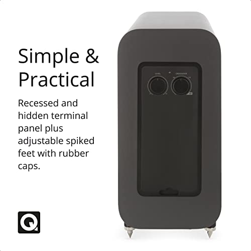 Q ACOUSTICS 3060S Active Subwoofer Graphite Gray - Enclosure Type: Infinite Baffle, 8" Driver, 150 Watt Class D Amplifier - Powered Home Audio Subwoofers for Home Theater Sound System