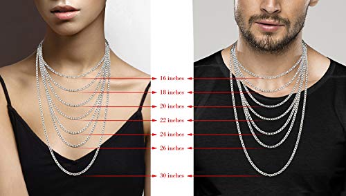 Miabella Solid 925 Sterling Silver Italian 4mm Diamond-Cut Solid Flat Mariner Link Chain Necklace for Women Men, Made in Italy (Length 22 Inches)