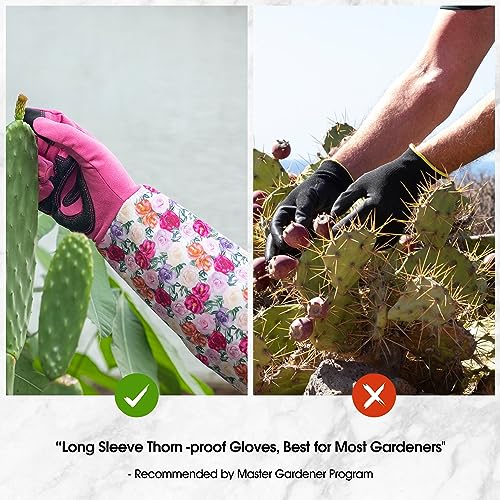 Long Gardening Gloves for Women/Men, Breathable Thorn Proof Rose Pruning Forearm Protection Gauntlet, Best Gifts for Gardeners with Yard & Outdoor Work, Recommended by Master Gardener Program
