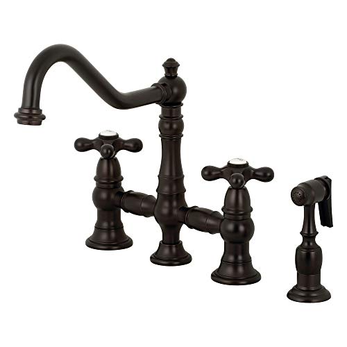 Kingston Brass KS3275AXBS Restoration Bridge Kitchen Faucet, Oil Rubbed Bronze