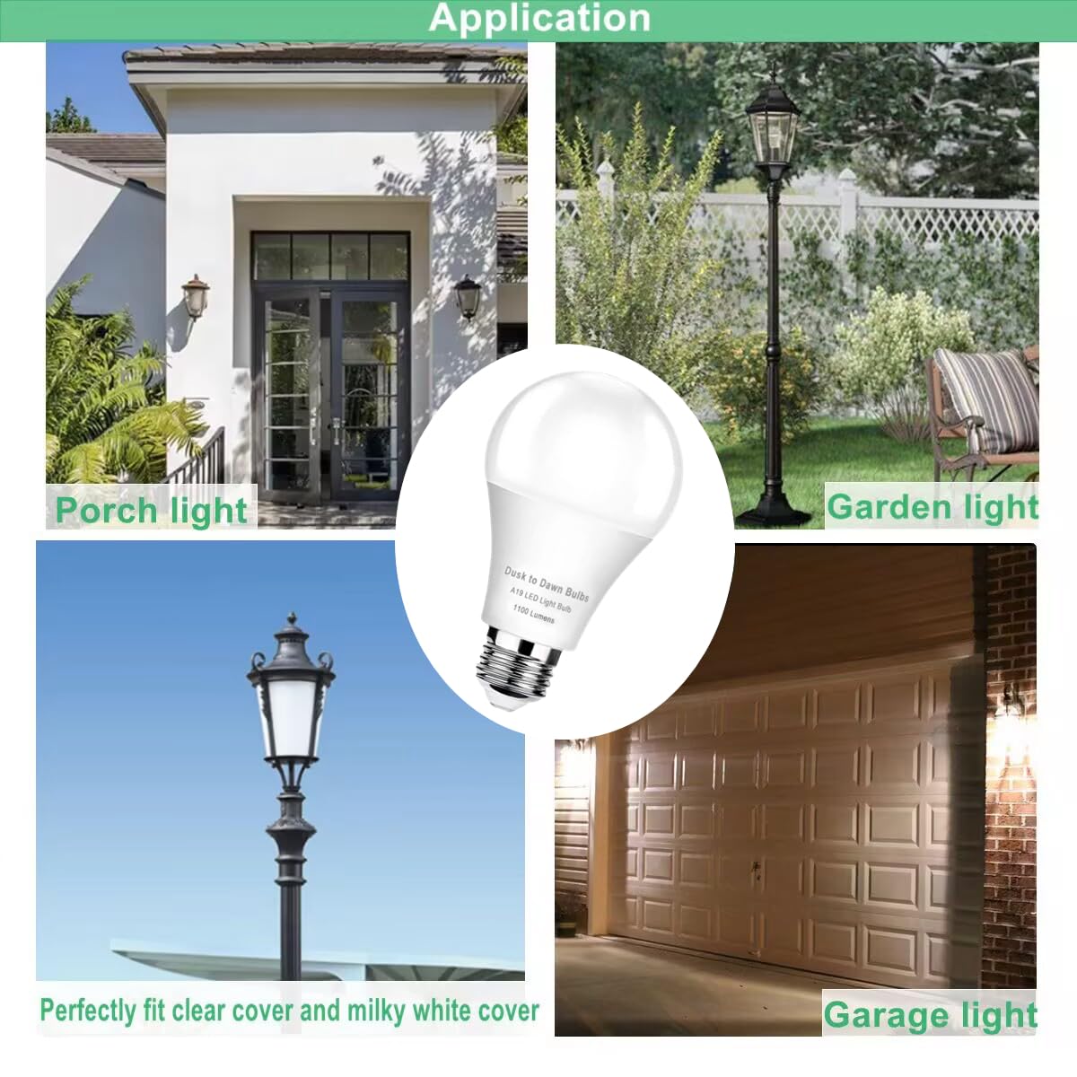GEPLAD 6 Pack Dusk to Dawn Light Bulbs Outdoor, Sensor A19 LED Light Bulb, Auto on/Off Photocell Automatic for Outdoor Lighting, 5000K Daylight,1,100 Lumens