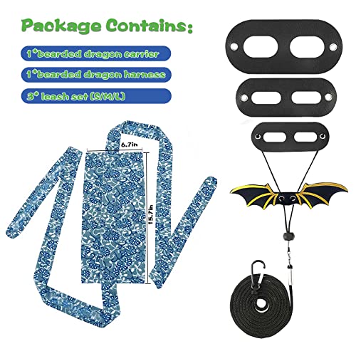 GSPNGFGI Adjustable Lizards Sling Carrier, Bearded Dragon Sling, Bearded Dragon Carrier with Harness for Lizards, Guinea Pig and Small Pets Reptile Carrier Safety Outdoor Walking