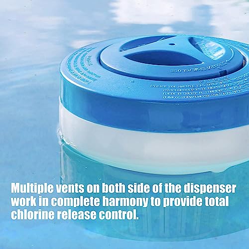 Floating Chlorine Dispenser, Pool Spa Chlorine/Bromine Floater,7" Large Capacity Floating Chlorinator & Bromine Holder Fits 3 Inch Chemical Tablets（Collapsible）