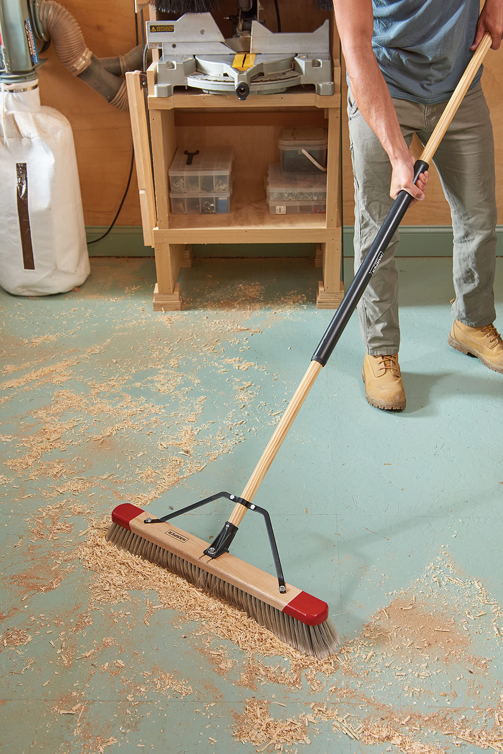 Harper 20201014 24 in. Premium Indoor Smooth-Surface Push Broom with Flagged Bristles, Gray