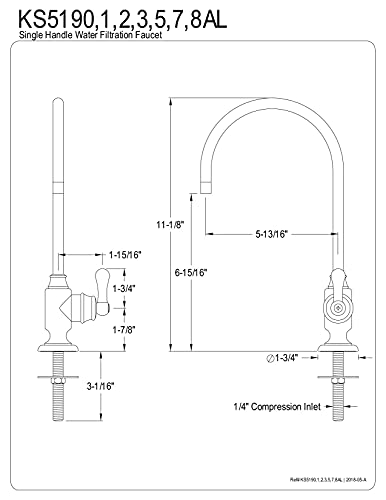 Kingston Brass KS5197AL Royale Single-Handle Water Filtration Faucet, Brushed Brass