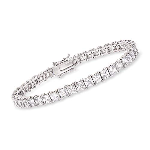 Ross-Simons 19.00 ct. t.w. Princess-Cut CZ Tennis Bracelet in Sterling Silver. 8 inches