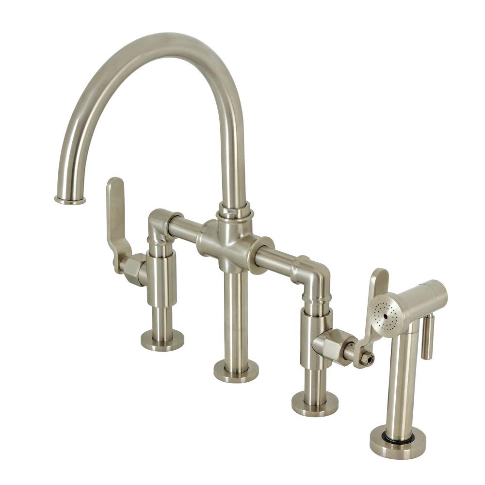 Kingston Brass KS2338KL Whitaker Bridge Kitchen Faucet, Brushed Nickel