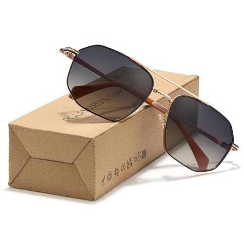 Cyxus Military Aviator Sunglasses for Men Trendy Pilot Shade Metal Frame Polarized Lens UV Protection for Outdoor(1021W06 Brown)