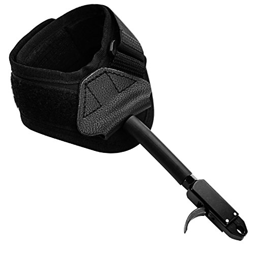 Compound Bow Release Aid Trigger Adult Archery Right Left Hand Adjustable Black Wrist Strap (Pack of 1