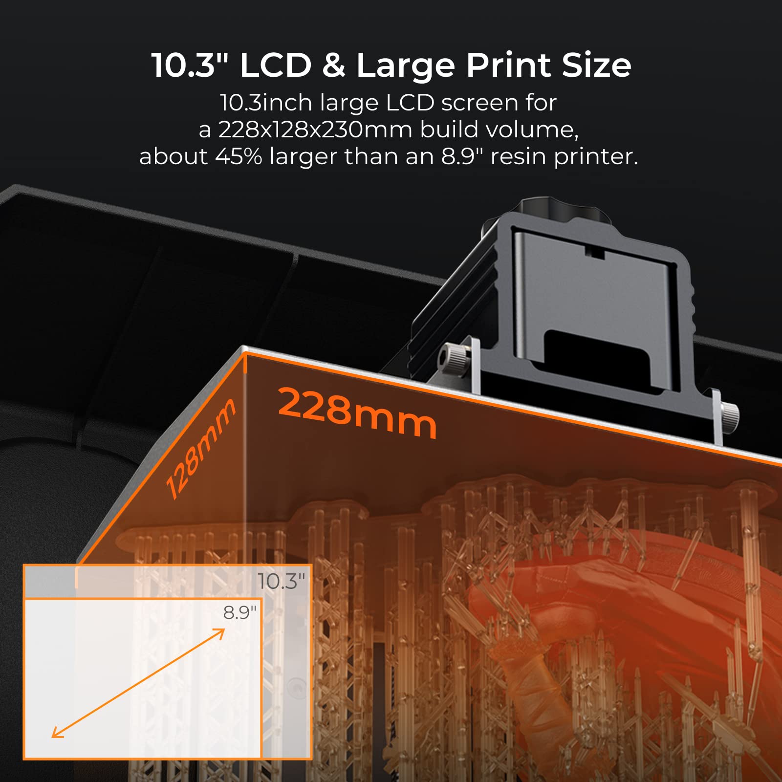 Creality Resin 3D Printer Halot-Mage, 8K Resolution 10.3" Monochrome LCD UV Photocuring Resin Printer with High-Precision Integral Light Fast Print Dual Z-axis Rails Larger Print Size 8.97x5.03x9.05in