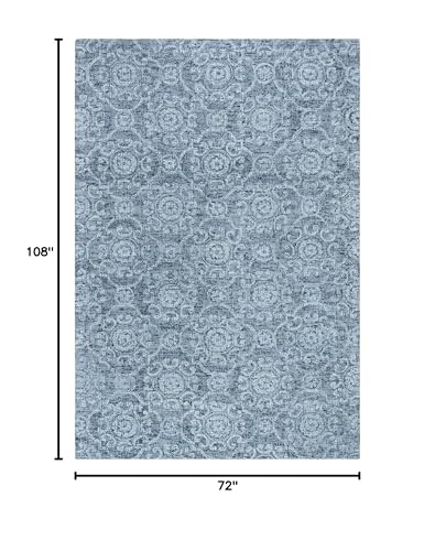 SAFAVIEH Abstract Collection Area Rug - 6' x 9', Blue, Handmade Wool, Ideal for High Traffic Areas in Living Room, Bedroom (ABT207A)