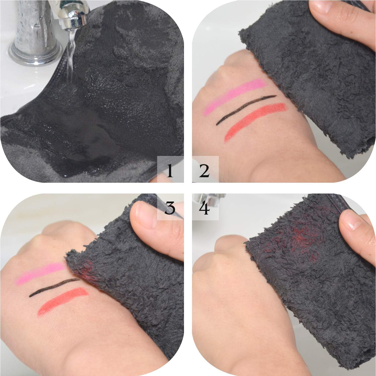 SINLAND Makeup Remover Cloth,Reusable Microfiber Makeup Remover Pads,Washable Facial Cleansing Cloths,Soft Microfiber Face Washcloths for All Skin Types,Face Towels with Mesh Bag, 6x6 Inch 12Pack Grey