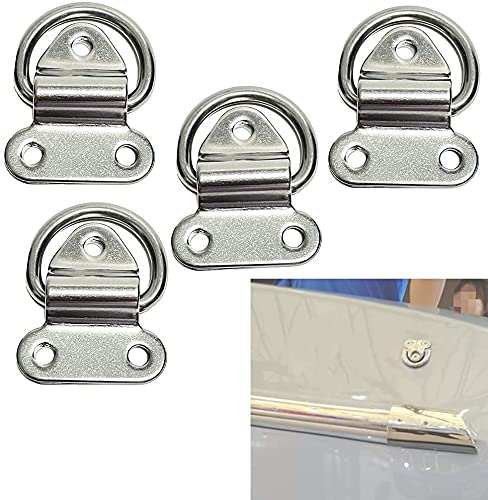 D Shape Folding Pad Eye - Boat Tie Down Anchor Hook Deck Accessories for Truck, Kayaks, Trailer, Caravan