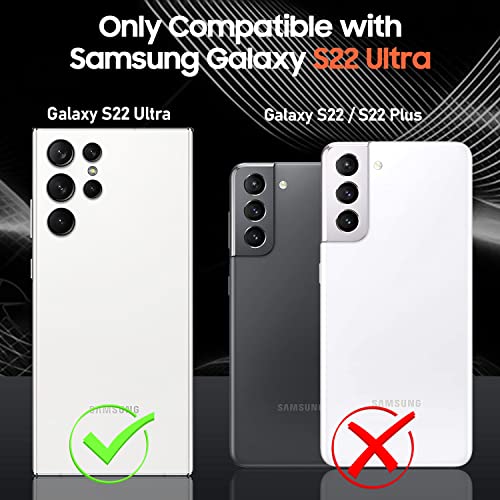 GooseBox for Galaxy S22 Ultra Case with Card Holder, Magnetic Car Mount [RFID Blocking] Shock-Resistant Soft TPU + Leather Double Layers Protection Wallet Case for Galaxy S22 Ultra 2022(Black)
