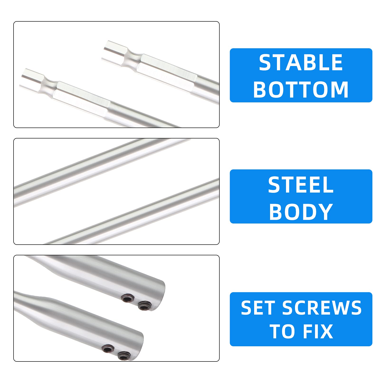 ERGAOBOY 2 Pcs 6" & 12" Dril Bit Extension with Hex Wrench Kit,Fit for 1/4 Wood Spade Drill Bit