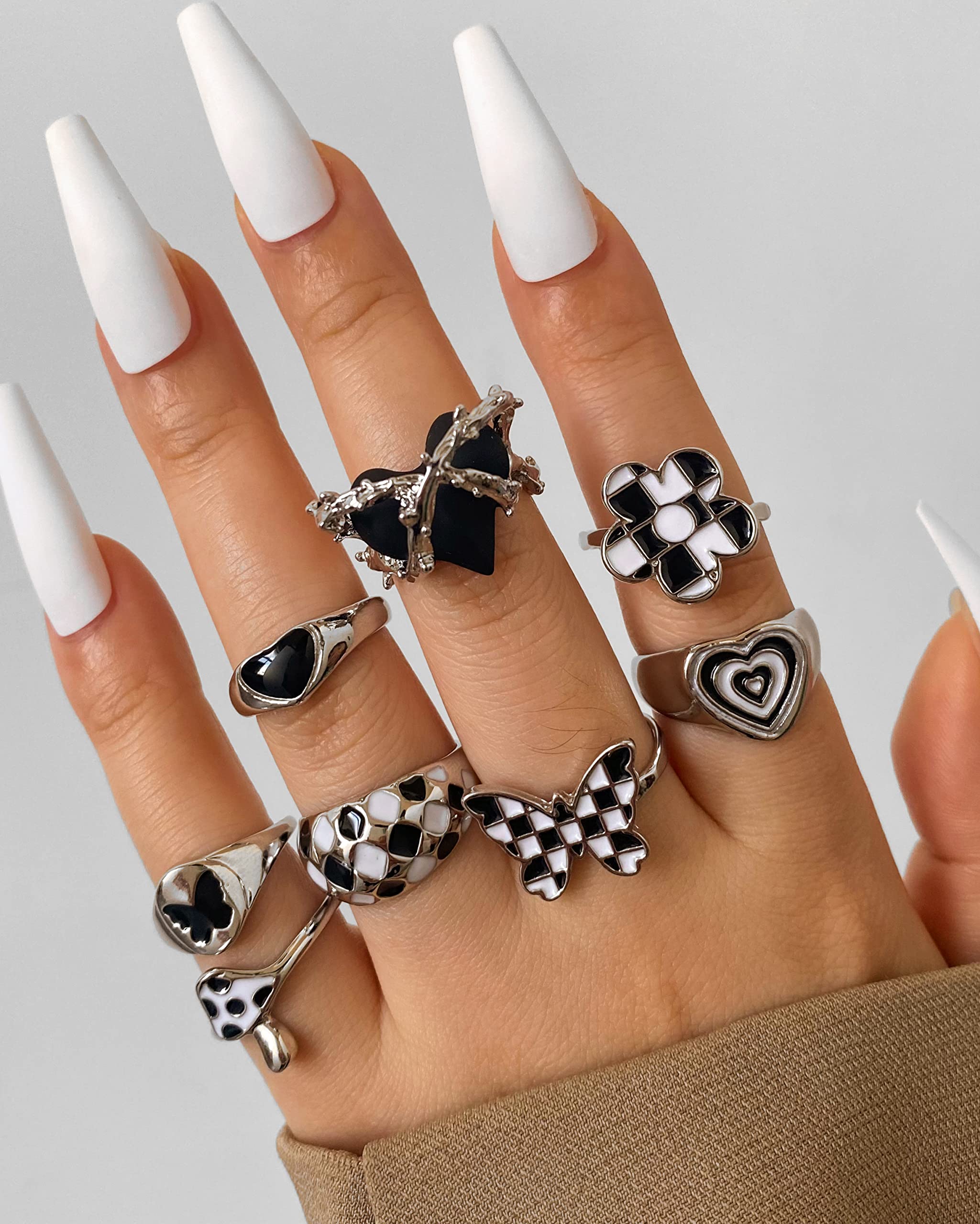 FAXHION 75 Pcs Vintage Silver Knuckle Rings Set for Women, Y2K Stackable Joint Finger Rings, Boho Butterfly Snake Aesthetic Stacking Midi Rings Pack