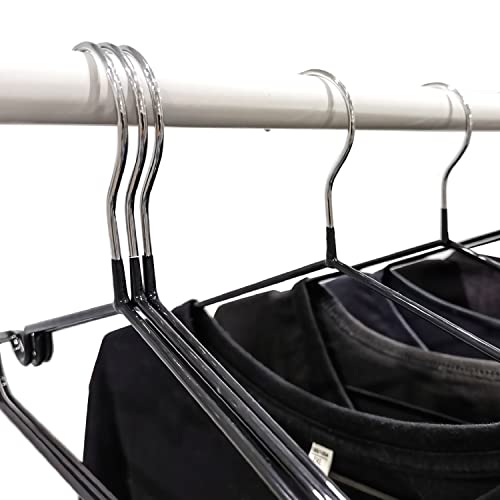 GXLQIJU Clothing Hangers Non-Slip Durable Metal Hanger with Rubber Coating Space-Saving Slim Standard Clothes Hangers for Shirt Skirt Coat (Black, 32pack)