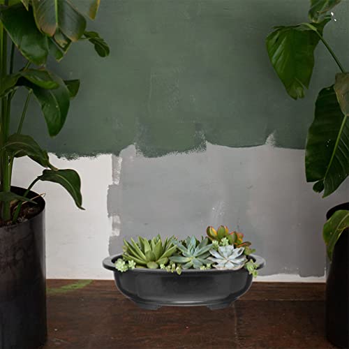 ERINGOGO Bonsai Planter Pot 18pcs Bonsai Training Pots, 15 Inches Oval with Drainage Hole, Plastic Large Deep Flower Pot Plants Growing Pots for Nursery, Garden, Balcony Oval Flower Pot