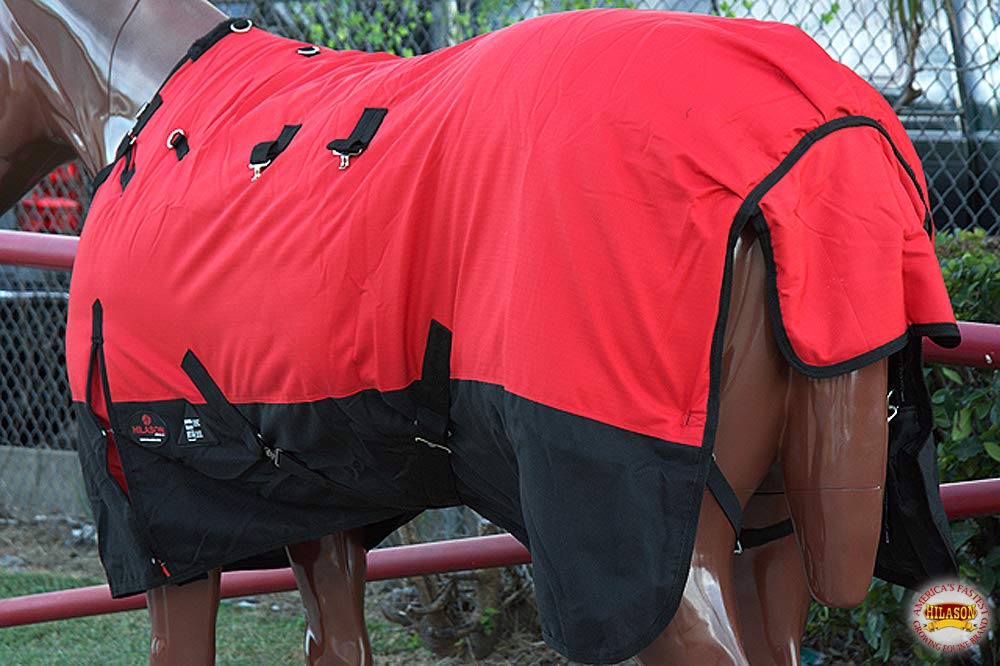 HILASON 600D Winter Waterproof Poly Horse Blanket Belly Wrap Red | Horse Sheet | Horse Turnout Sheet | Horse Sheets for Winter | Waterproof Turnout Sheets for Horses