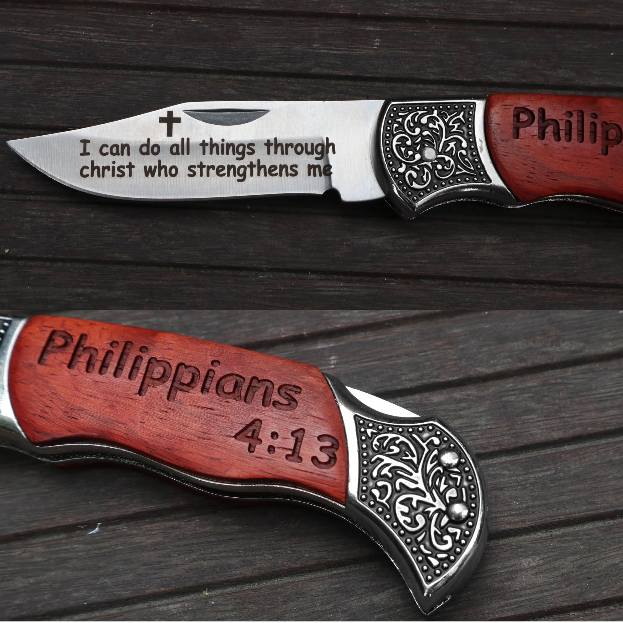 I Can Do All Things Through Christ Who Strengthens Me-Philippians 4:13 Catholic Christian Gifts Bible Verse Pocket Knive,Scripture Baptism Religious Confirmation Holy Men Gift (Philippians 4:13)