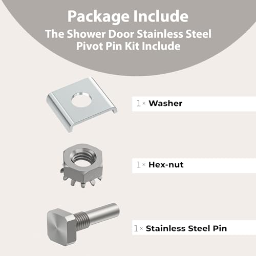 Gordon Glass Co Stainless Steel Pivot Pin and Parts with Hex-Nut and Washer - Premium Replacement for Shower Door Pivot, Ideal for Pivot Shower Doors