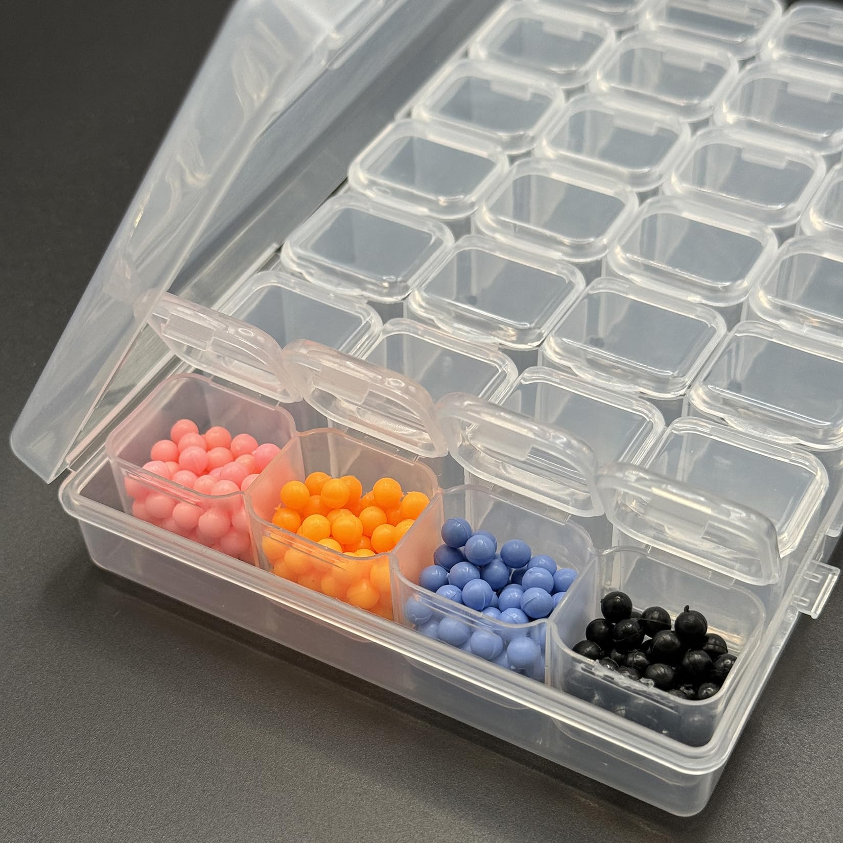 Generic Diamond Painting Accessories Storage Containers 56 Slots 2 Pack 28 Grid Bead Container Includes 64 pcs Labels Plastic Organizer Diamond Art Bead Box, Clear, 749813135770