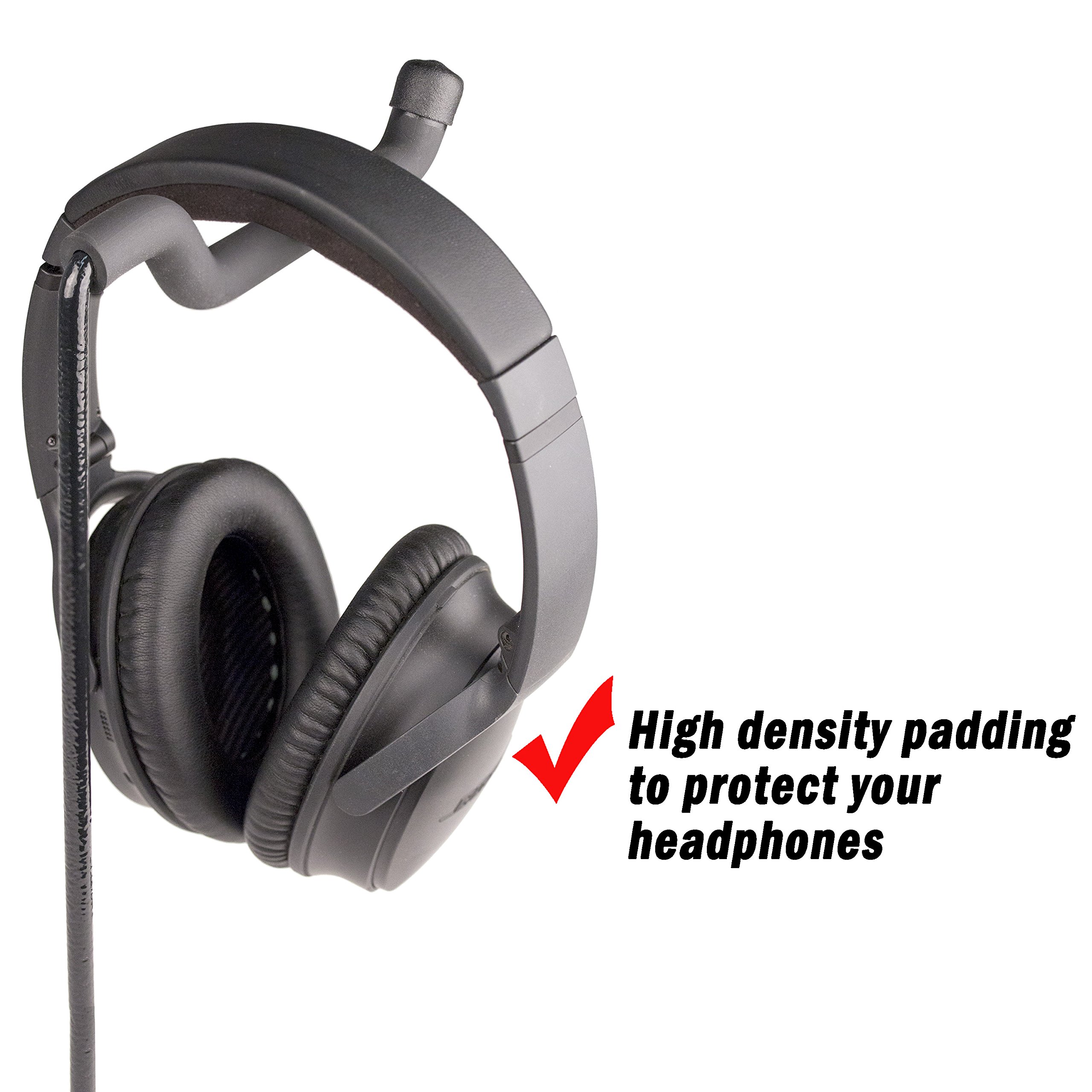 String Swing Headphone Stand - Headset Holder for Mpow Beats Bose JVC and Sony - Hangs Any Sized Over Ear Headphones - Universal Mount for Any Desk - Black CC59
