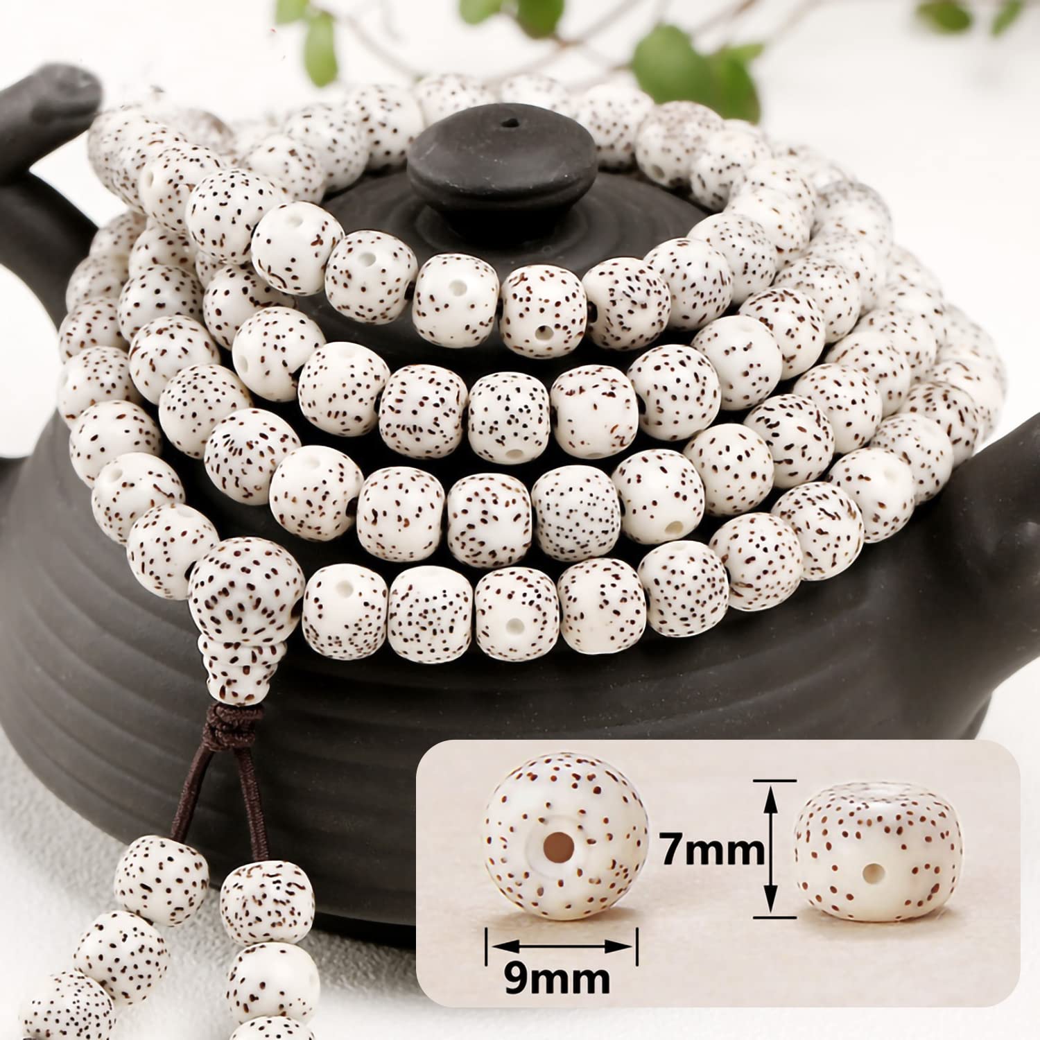 FAZOVIN Handmade Unisex 108 Beads Tibetan Bodhi Seed Mala Necklace Wrap Bracelet Pure Bodhiseed Necklace