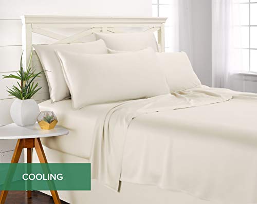 Pure Bamboo Sheets King Size Bed Sheets 4 Piece Set, Genuine 100% Organic Bamboo, Luxuriously Soft & Cooling, Double Stitching, 16 Inch Deep Pockets, Lifetime Quality Promise (King, Ivory)