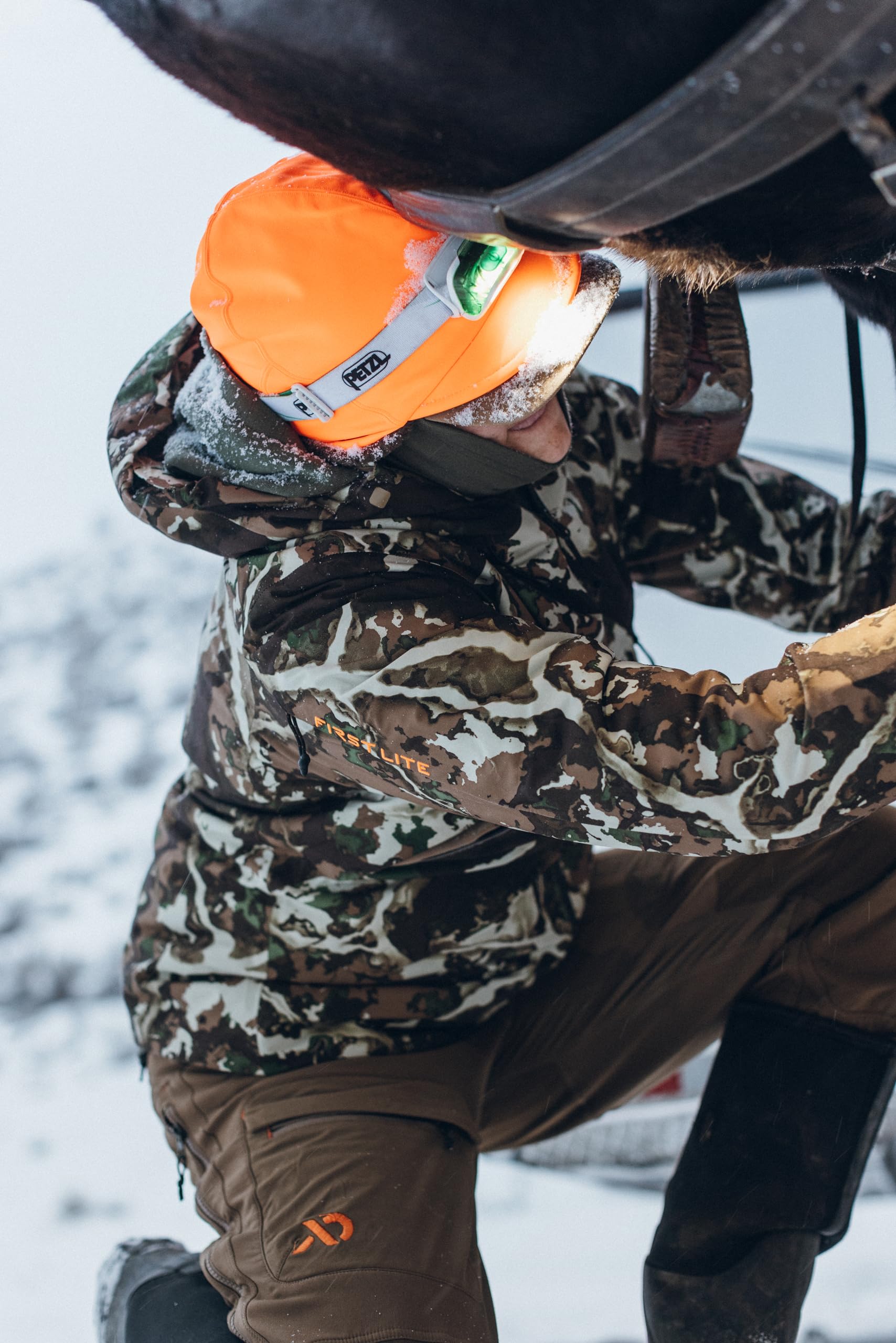 First Lite Tundra Brim Beanie - Warm Fleece Hunting Hat - Hunters Orange - Medium