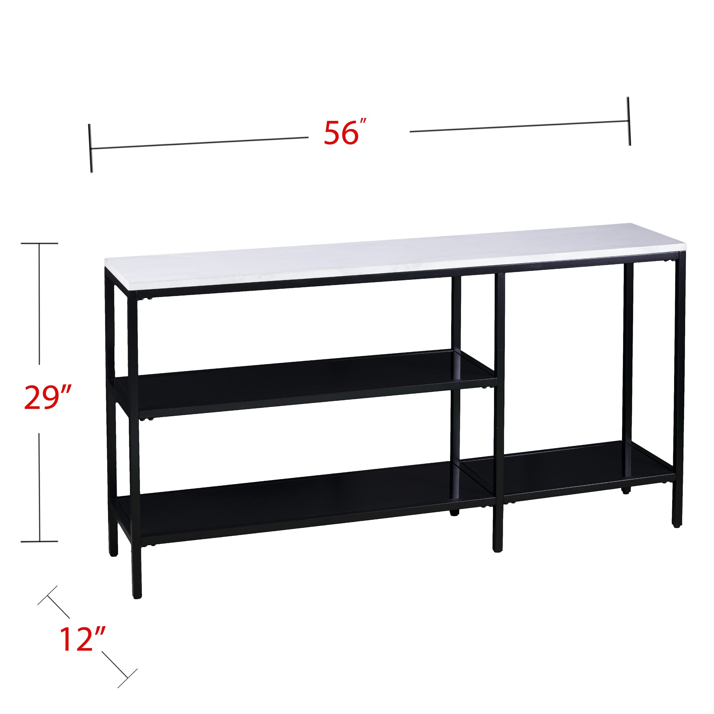 SEI Furniture Corman Console Table, 56" W x 12" D x 29" H, Black, Gray