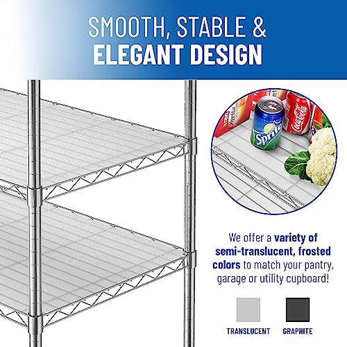 Shelf Liners for Wire Shelf System - Set of 4 in Clear 18 x 36 inch - Plastic Wire Shelving Shelf Mats - Made in USA