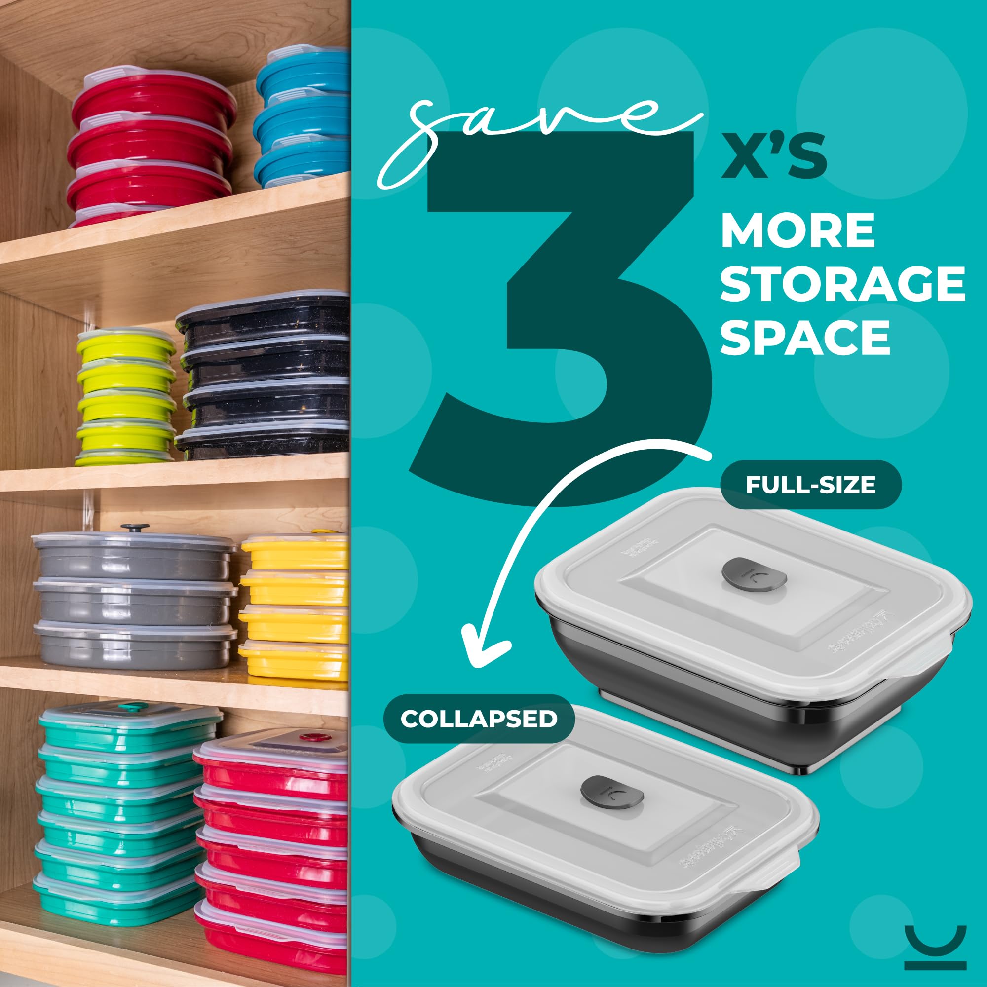 Collapse-it (2) 6-Cup Silicone Vegetable Steamers - Collapsible Microwave Safe Cookware Great for Cooking Vegetables - Compact Kitchen Veggie Steamer - Microwaveable Food Containers (Blue)