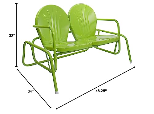 Northlight Outdoor Retro Metal Tulip Double Glider Patio Chair, 48.25", Lime Green