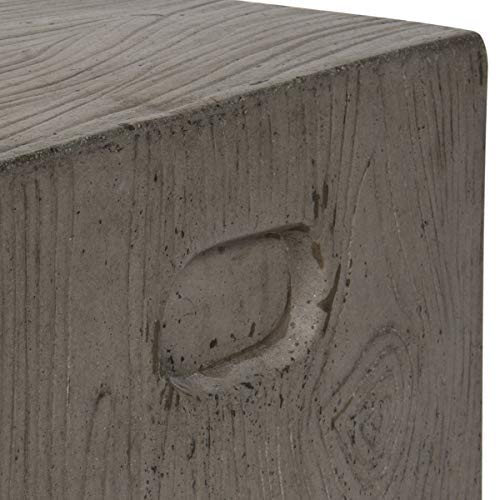 SAFAVIEH Outdoor Collection Cube Modern Dark Grey Concrete Accent Table (Fully Assembled)