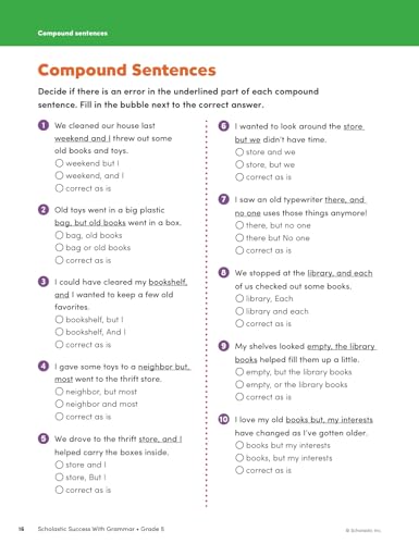 Scholastic Success with Grammar Grade 5 Workbook