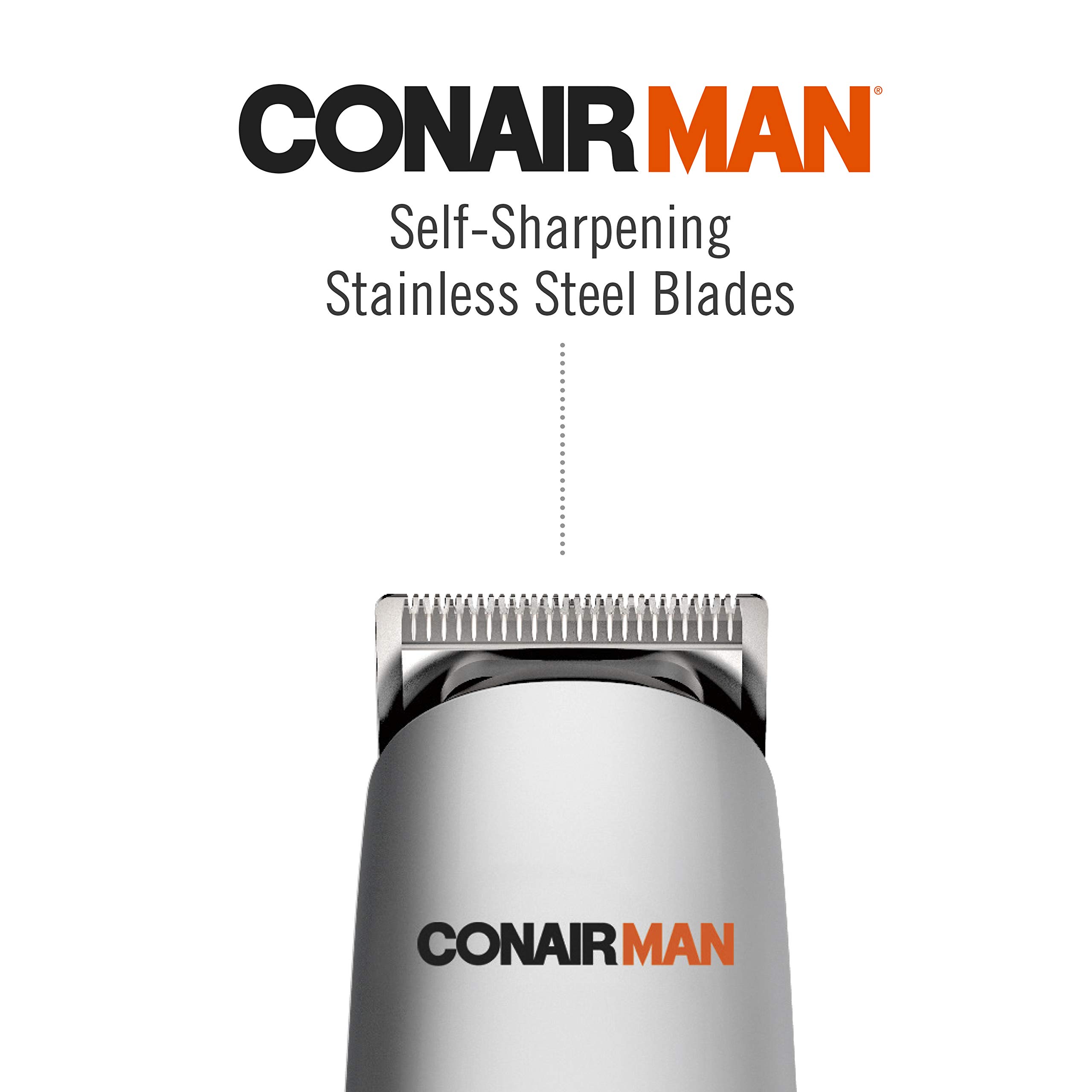 ConairMAN All-in-One Beard Trimmer for Men for Face, Nose and Ear Hair Trimmer, 12 piece Men's Grooming Kit, Cordless/Rechargeable