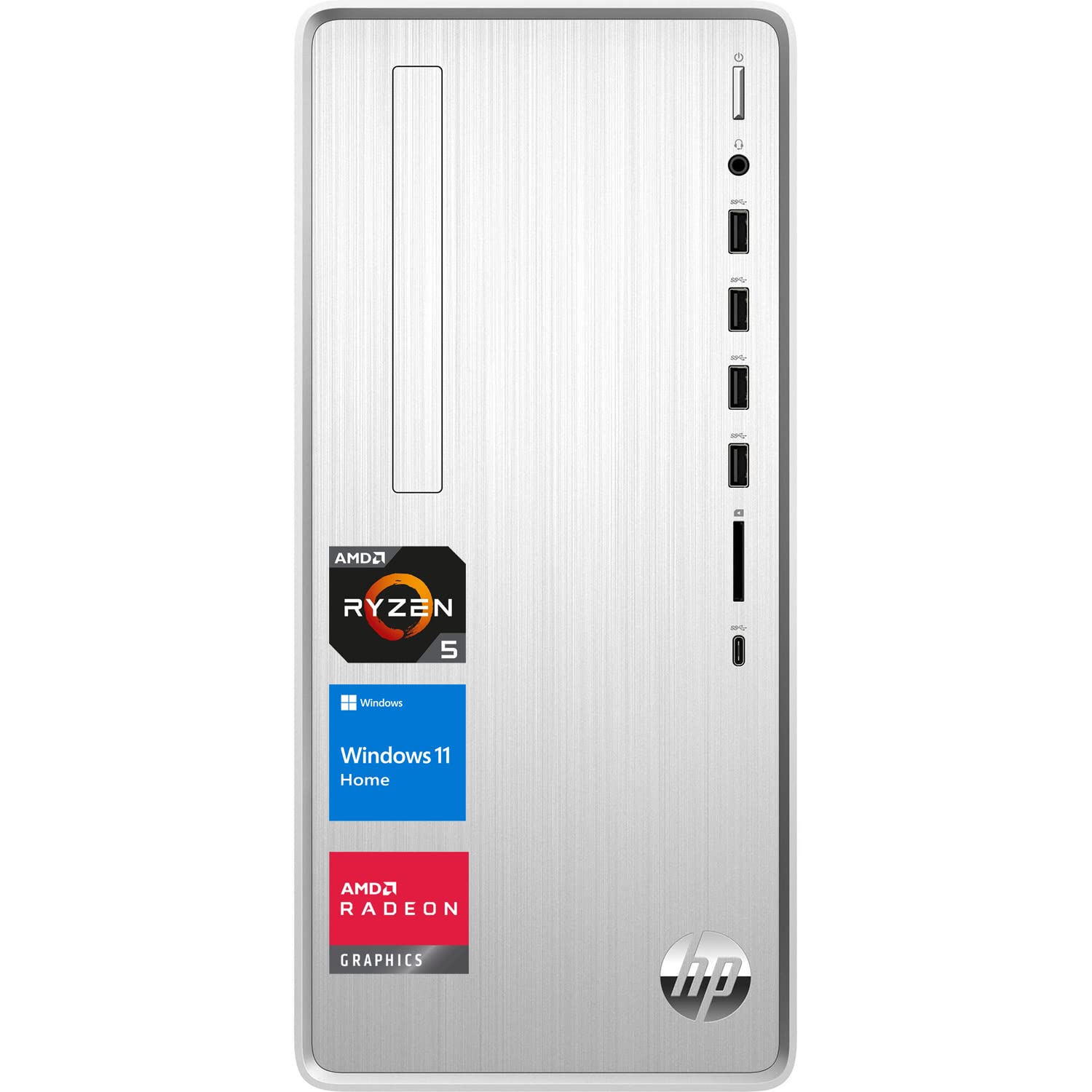 HP Newest Pavilion Desktop, AMD Ryzen 5 5600G, AMD Radeon Graphics, 32GB RAM, 1TB PCIe SSD + 2TB HDD, USB Type-C, HDMI, VGA, Bluetooth, Wi-Fi, Windows 11 Home, Silver