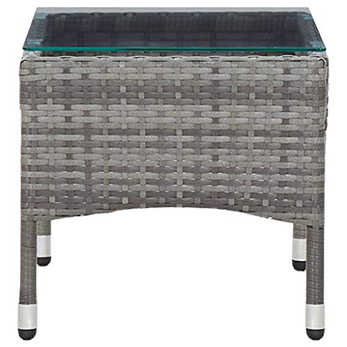 Higsose Coffee Table Gray 23.6"X15.7"X14.2" Poly Rattan,Dining Table,Living Room Tables,Pedestal Coffee Table,Tiny Coffee Table,Bar Table,Coffee Tables for Living Room