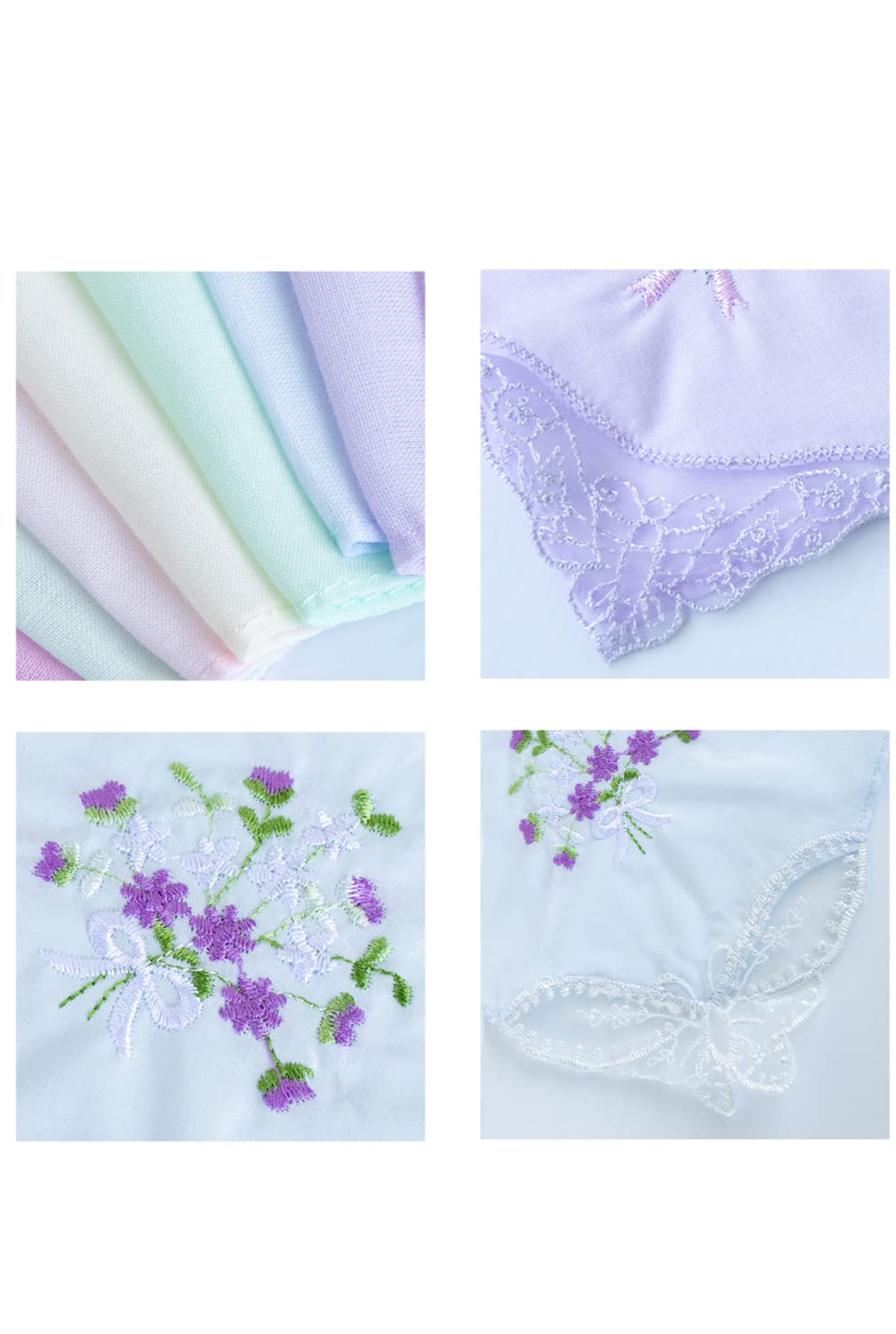 CoCoUSM Womens Handkerchiefs Lace Embroidered Cotton Handkerchiefs Bulk