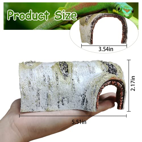 Hamiledyi Reptile Hides and Caves Bearded Dragon Log Hide Snake Hideaway Wood Shape Gecko Hideout Hut Resin Birch Bark Tank Decor for Lizard Ball Python Turtle Spider
